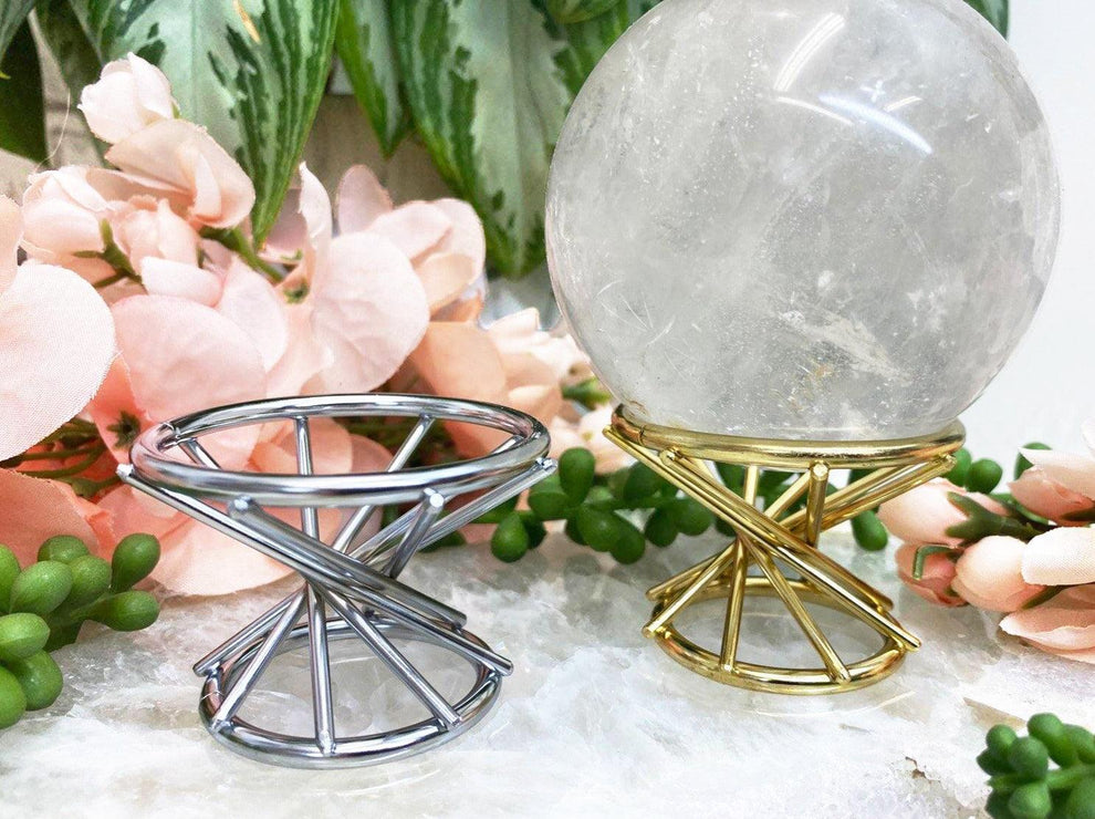 Twist Metal Sphere Stands - Gold or Silver – Contempo Crystals