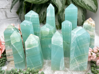 Teal Calcite Points – Contempo Crystals