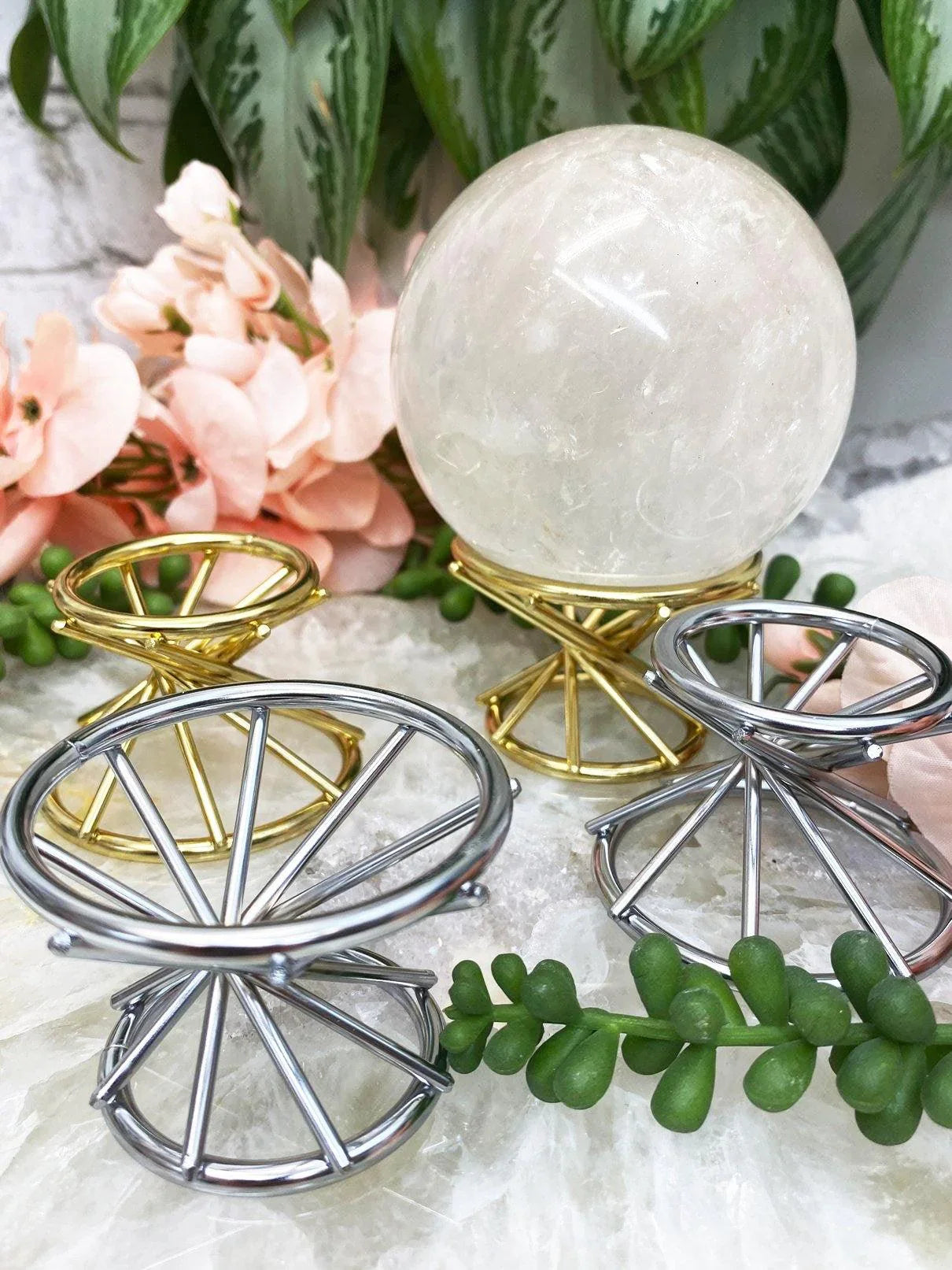 Twist Metal Sphere Stands - Gold or Silver – Contempo Crystals