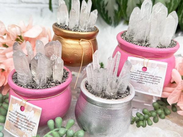 Quartz Pyrite Abundance Crystal Pot – Contempo Crystals