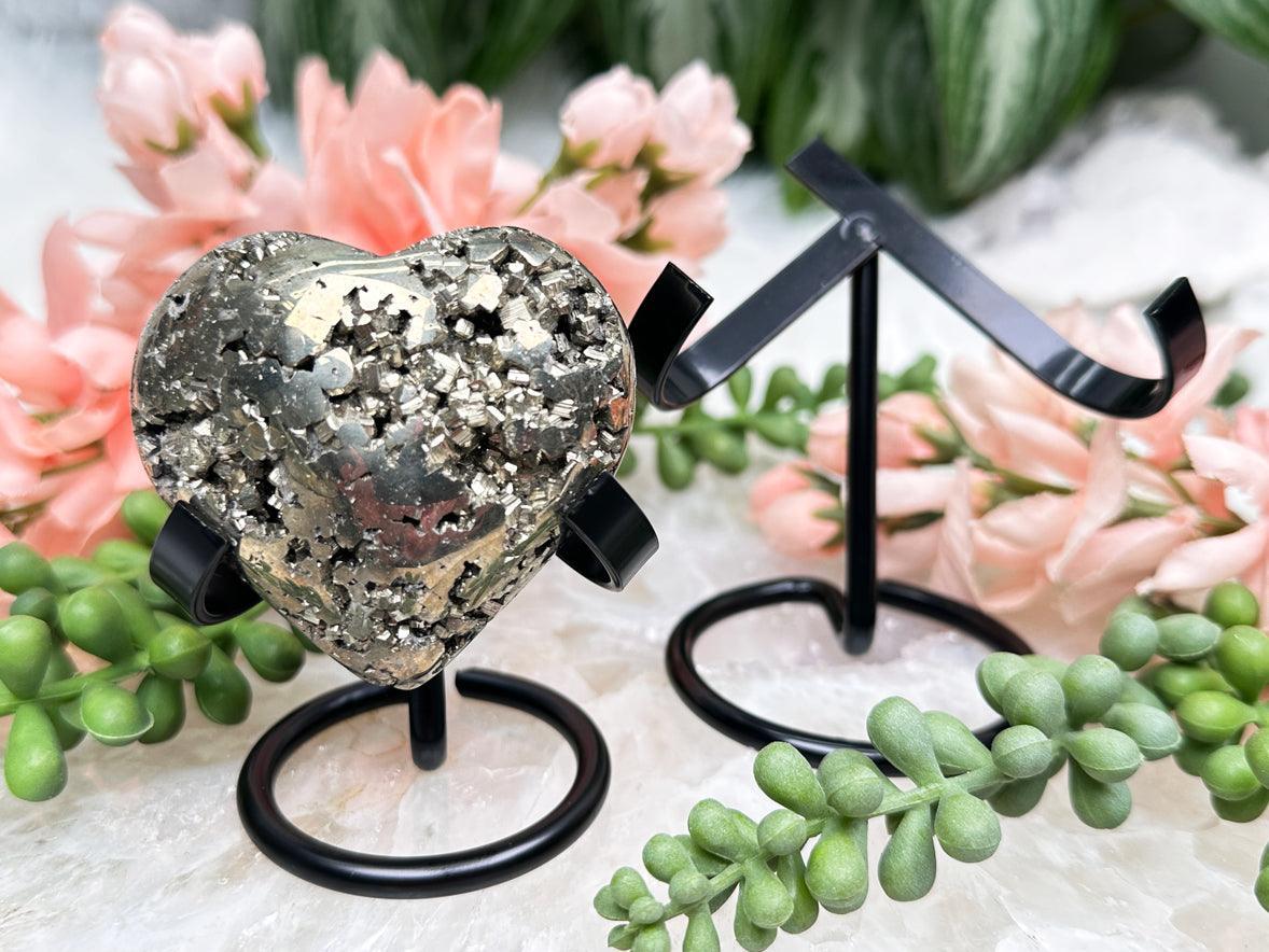 Metal Crystal Heart Stands - Gold, Silver or Black