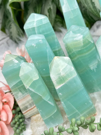 Teal Calcite Points – Contempo Crystals