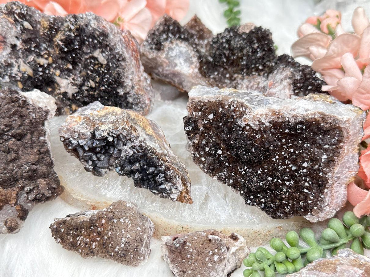 Goethite Quartz Clusters - With Hematite & Calcite