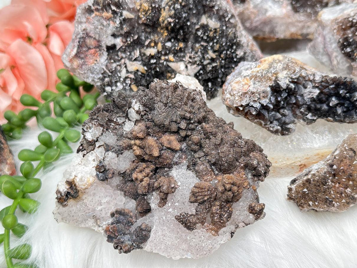 Goethite Quartz Clusters - With Hematite & Calcite