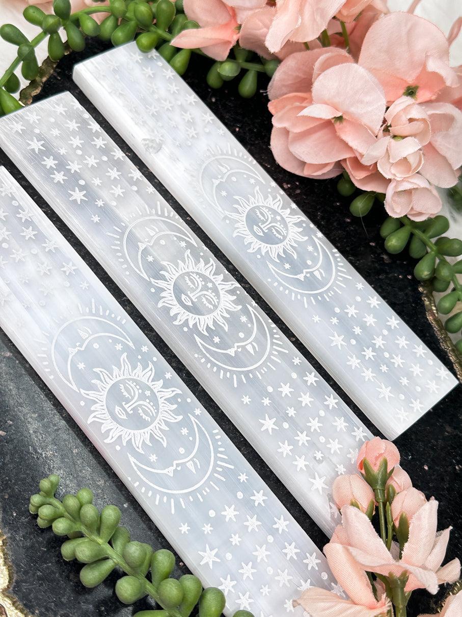Etched Moon Design Long Selenite Charging Slab – Contempo Crystals