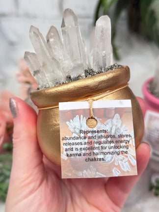 Quartz Pyrite Abundance Crystal Pot – Contempo Crystals
