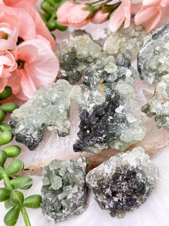 Raw Green Prehnite Clusters From Morocco – Contempo Crystals