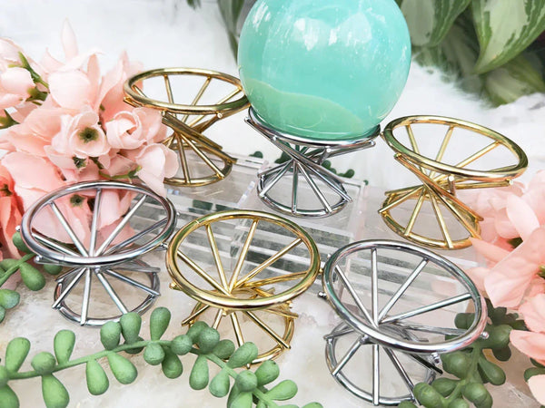 Twist Metal Sphere Stands - Gold or Silver – Contempo Crystals