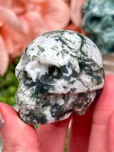 Carved Moss Agate Skull Crystals - Choose Exact! – Contempo Crystals