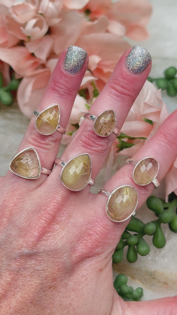 Sterling Silver Gold Rutilated Quartz Rings - Choose Exact! – Contempo ...