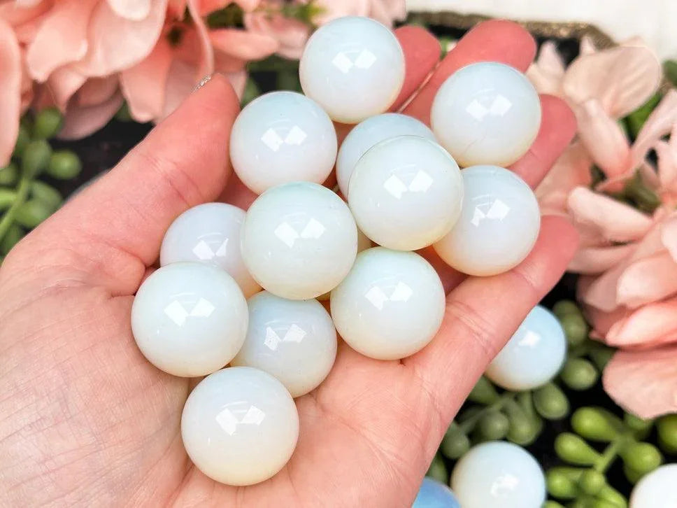 Small White Opalite Spheres For Sale