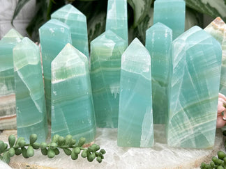 Teal Calcite Points – Contempo Crystals