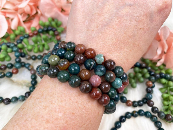 Fancy Jasper Bracelets - Mostly Green with Red, Pink, Orange – Contempo ...