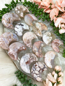 Flower Agate Moon Crystals for Sale - Pink, Purple, Blue & More ...