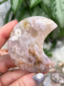 Flower Agate Moon Crystals for Sale - Pink, Purple, Blue & More ...