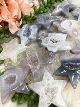 Agate Star Crystals - Gray Chalcedony Quartz Carvings – Contempo Crystals