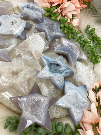 Agate Star Crystals - Gray Chalcedony Quartz Carvings – Contempo Crystals