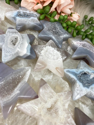 Agate Star Crystals - Gray Chalcedony Quartz Carvings – Contempo Crystals