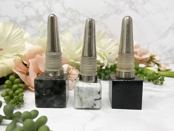 Crystal Wine Stoppers - Moonstone, Labradorite & Tourmaline – Contempo ...