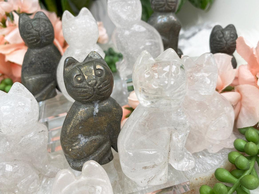 Standing Crystal Cats - Pyrite or Quartz – Contempo Crystals
