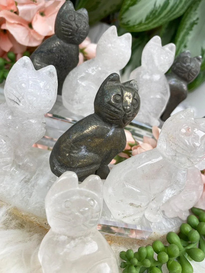 Standing Crystal Cats - Pyrite or Quartz – Contempo Crystals