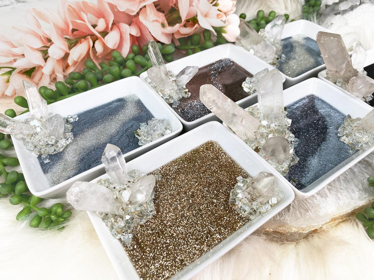 Geode Quartz Ceramic Ring Dishes - Cute Crystal Home Decor