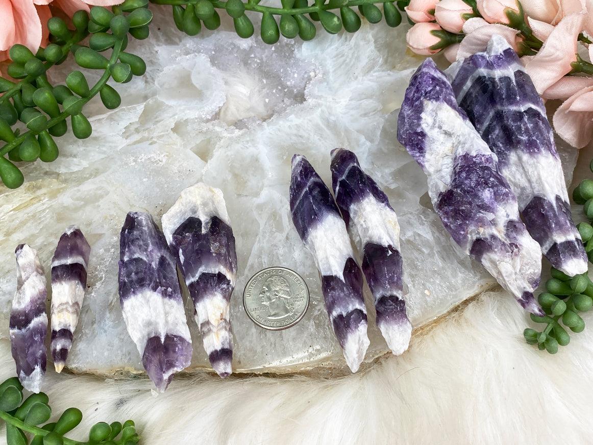 Raw Chevron Amethyst Chunks & Wands for Sale