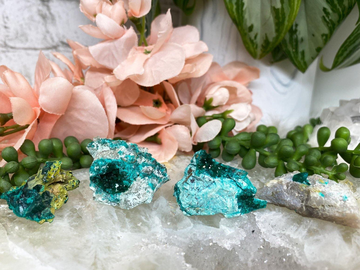 Teal Dioptase Specimens from Namibia