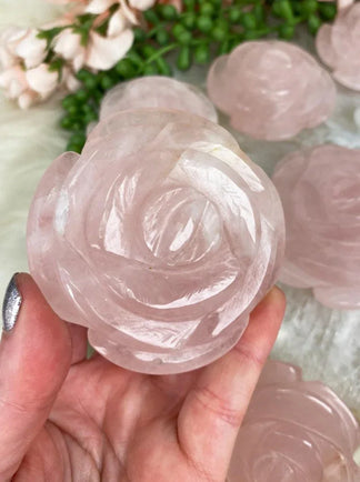 Rose Quartz Rose Flower Carvings - Choose Exact Crystal! – Contempo ...
