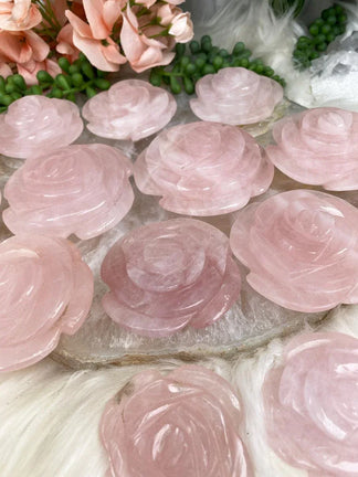 Rose Quartz Rose Flower Carvings - Choose Exact Crystal! – Contempo ...