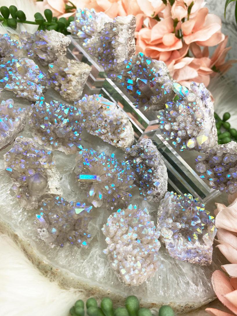 Small Angel Aura Quartz Clusters from California - Purple Hue