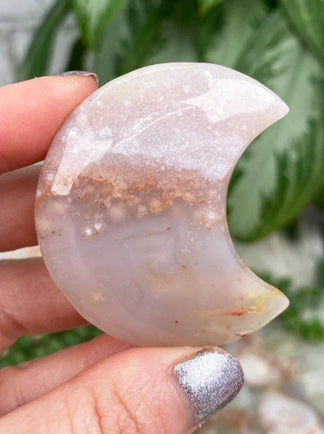Flower Agate Moon Crystals for Sale - Pink, Purple, Blue & More ...