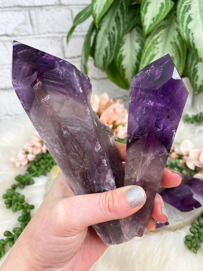 Semi-Polished Amethyst Points - Purple Amethyst Roots