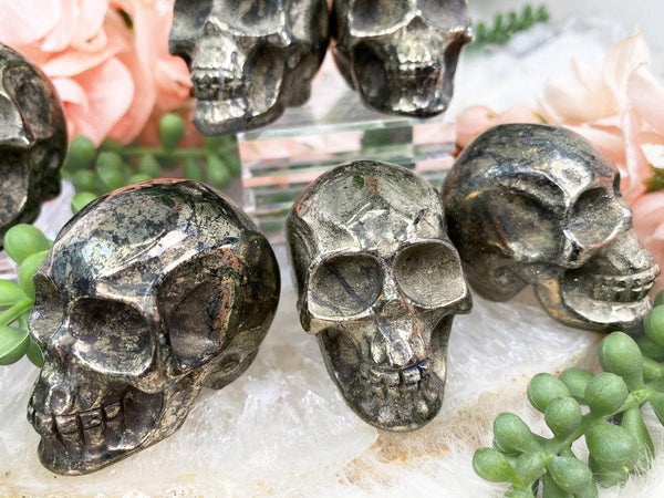 Gold Pyrite Skull Crystal Carvings For Sale! – Contempo Crystals