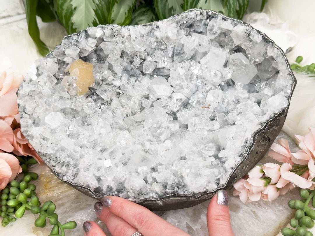 Large Gray Apophyllite Geode Cluster for Sale