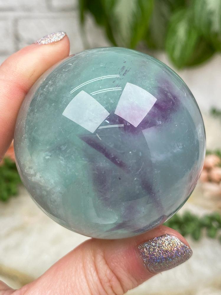 Mint Green Blue and Purple Fluorite Spheres For Sale!