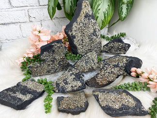 Brazilian Gold Pyrite on Basalt - Raw Crystal Specimens – Contempo Crystals