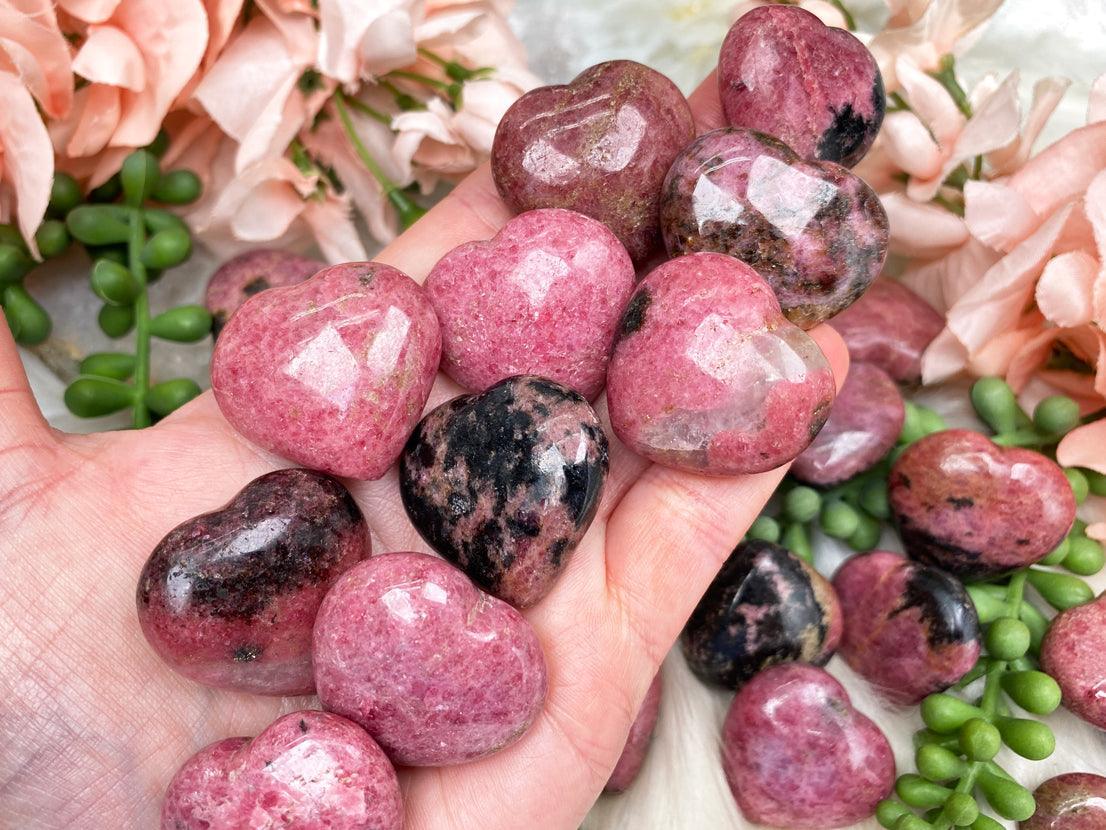 Rhodonite Heart Crystals - Pink & Black Rhodonite Stones – Contempo ...