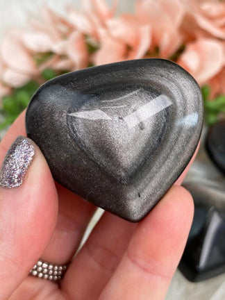 Silver Obsidian Heart & Palm Stone Crystals from Mexico – Contempo Crystals