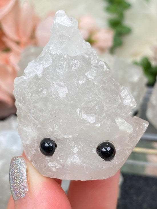 White Apophyllite Crystal Hedgehogs - Stalactite Crystals! – Contempo ...